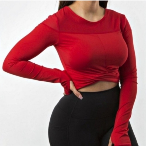 Buffbunny Collection | Tops | Buff Bunny Knotty Crop Top Mesh Salsa Red ...